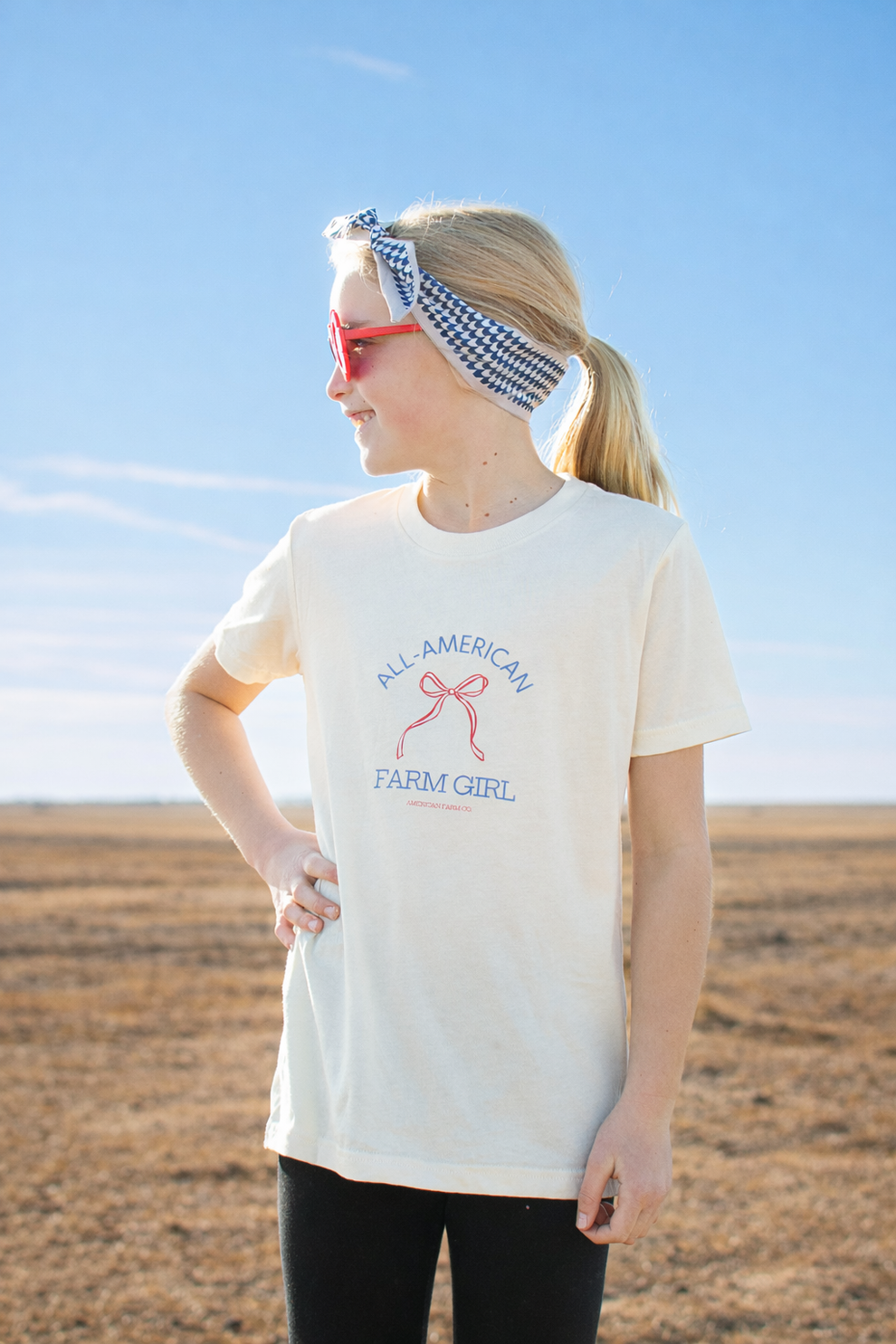'All-American Farm Girl' Ivory Toddler/Youth Tee – American Farm Company