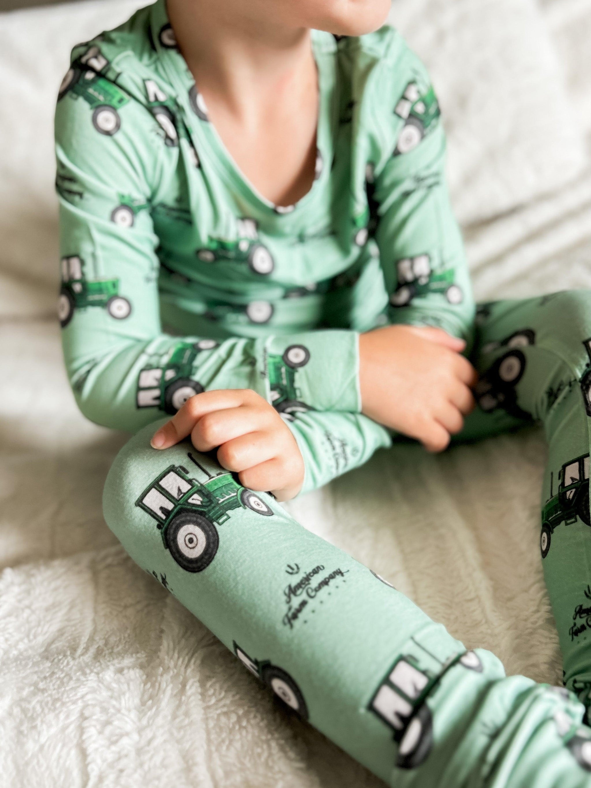 Green Tractor Toddler/Youth Bamboo Pajama Set – American Farm Company