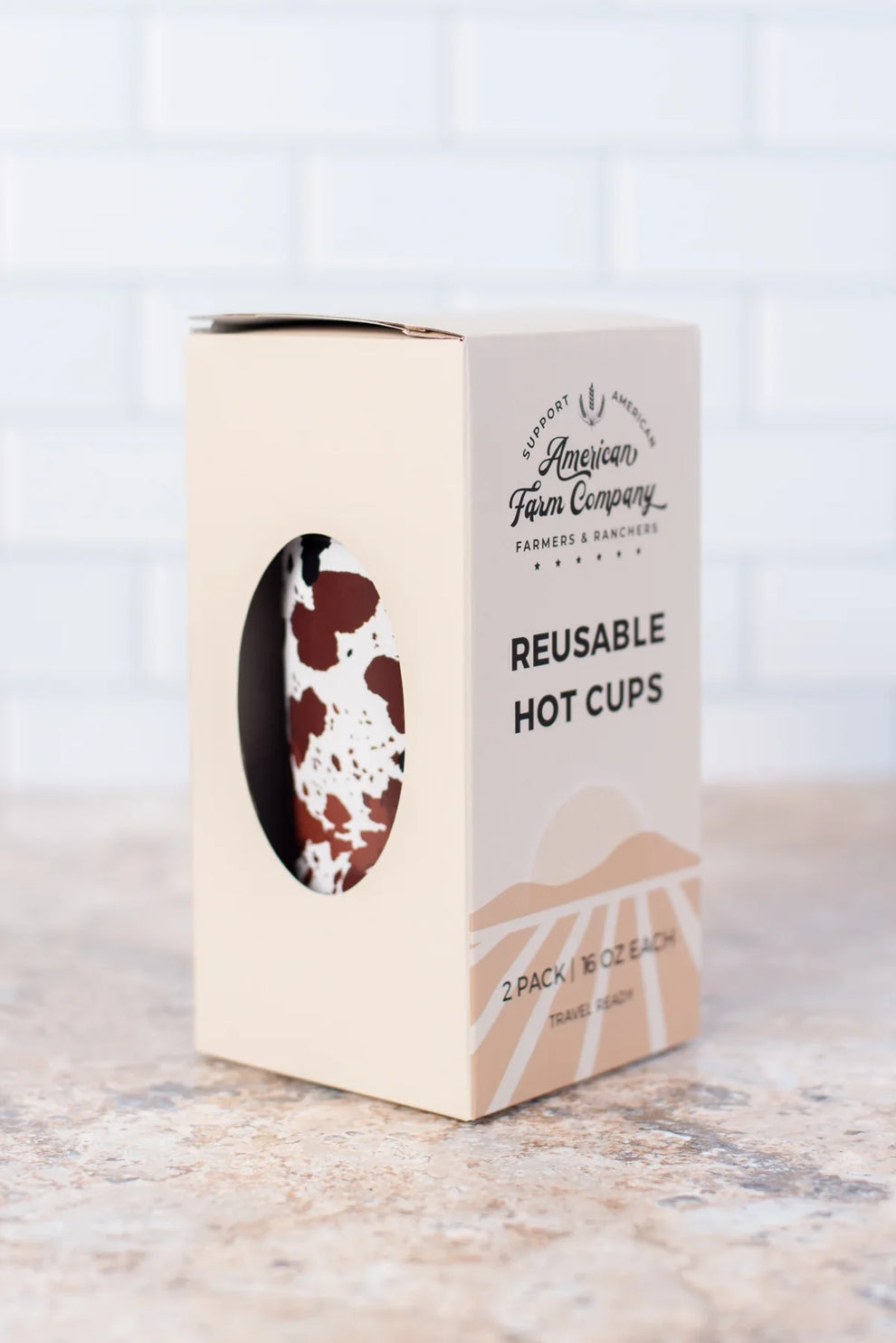 Cow Print Reusable Hot/Cold Cup - Set of 2 – American Farm Company
