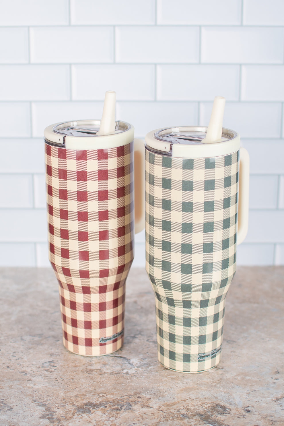 Cranberry Gingham 40oz Water Tank Tumbler – American Farm Company
