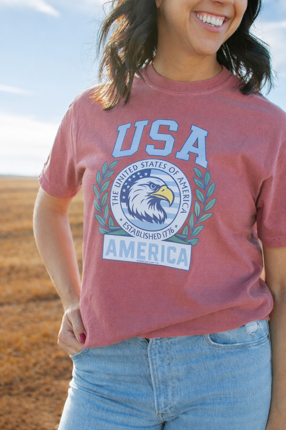Patriotic 'USA' Blue Seal Tee – American Farm Company