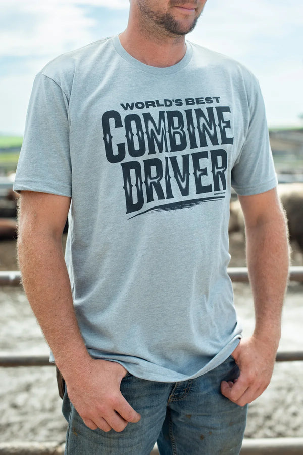 'World's Best Combine Driver' Grey Tee - American Farm Company